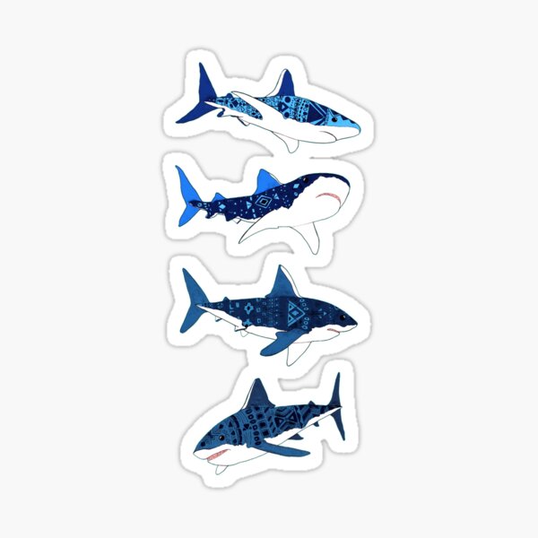 "Sharks on Aqua " Sticker by TigaTiga | Redbubble