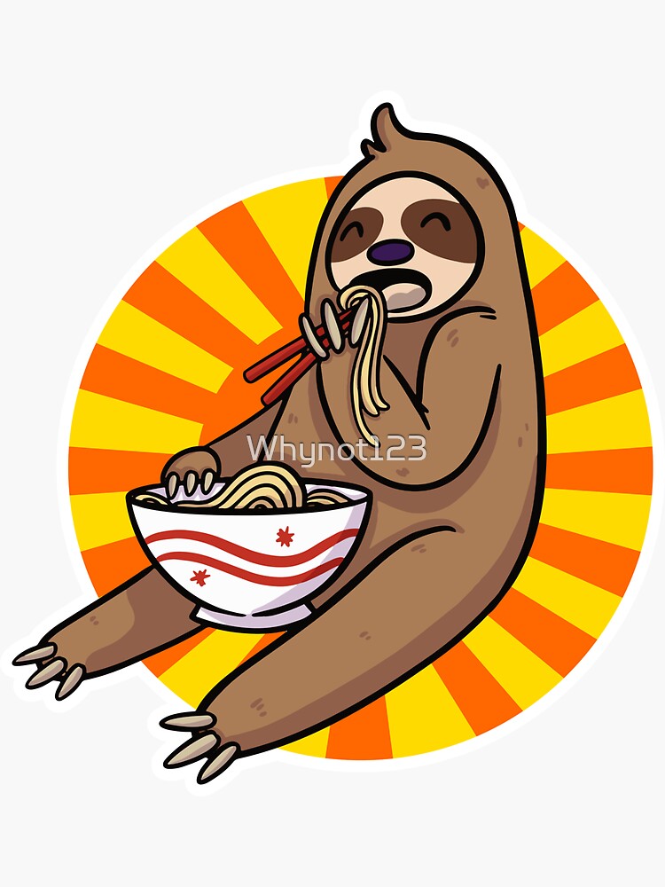"Kawaii Sloth Eating Ramen Noodles" Sticker by Whynot123 | Redbubble