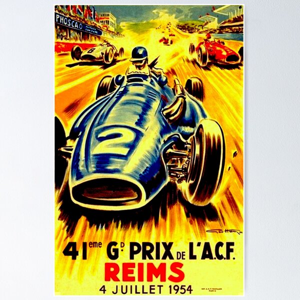 "REIMS GRAND PRIX; Vintage Auto Racing Print" Poster for Sale by ...