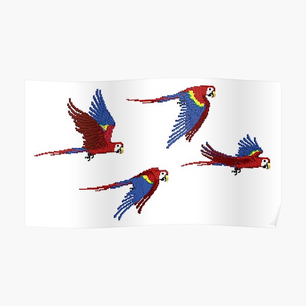 "Pixel Art Macaws" Poster by creativegeo | Redbubble