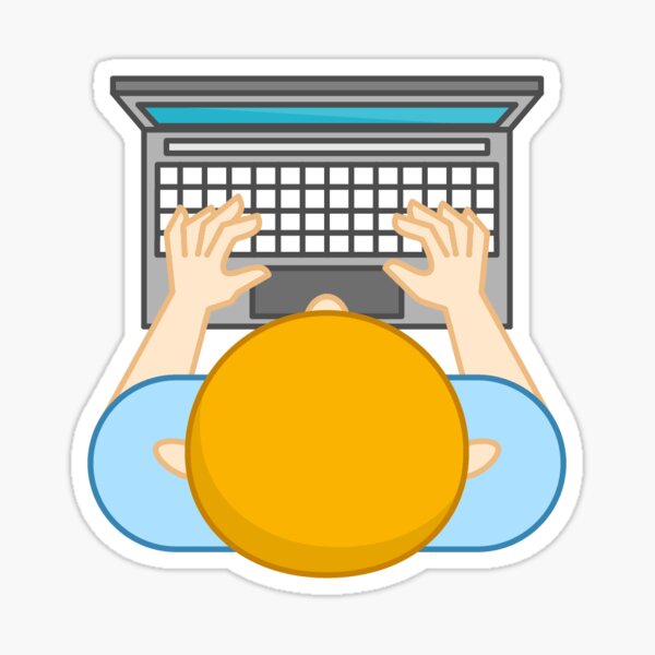 "Typing, Person Typing | Person and Computer Sticker, Creative Writing ...