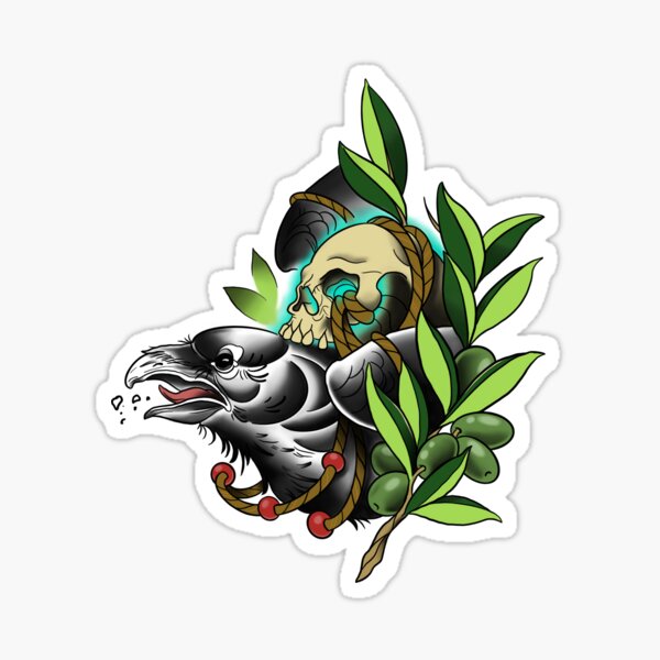 "Skull and Raven" Sticker for Sale by Borapronobis | Redbubble