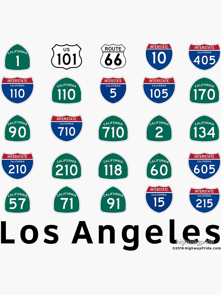 "Los Angeles Freeways" Sticker for Sale by highwaypride | Redbubble