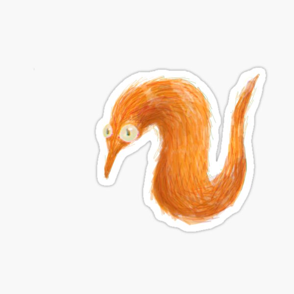 "Cursed Worm on String - Orange" Sticker by salty-shino | Redbubble