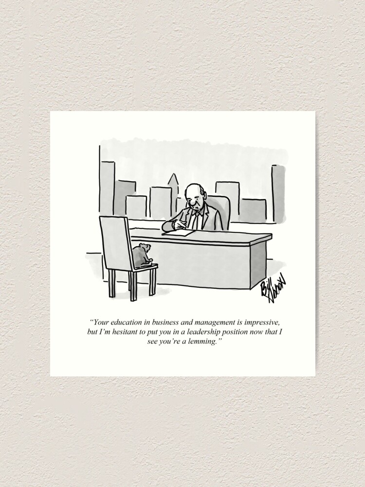 "Funny Lemming Leadership Office Cartoon Humor" Art Print for Sale by ...