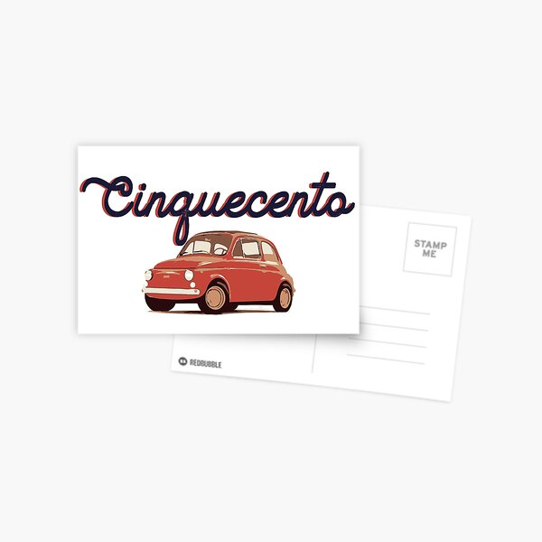 "Fiat 500 Cinquecento Retro Italian Original" Postcard for Sale by ...
