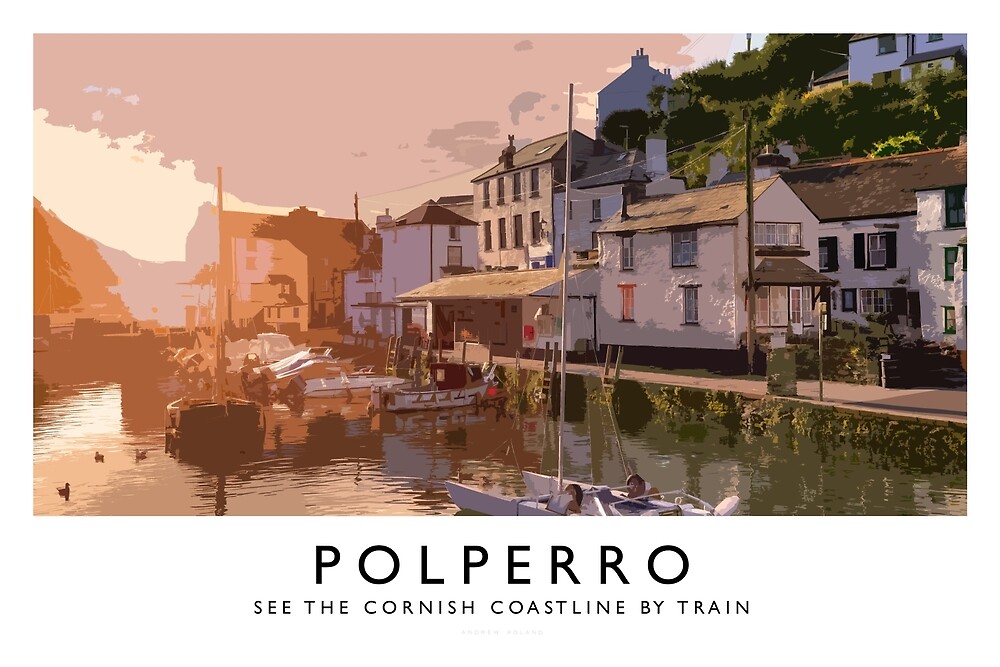 "Polperro (Railway Poster)" by Andrew Roland | Redbubble