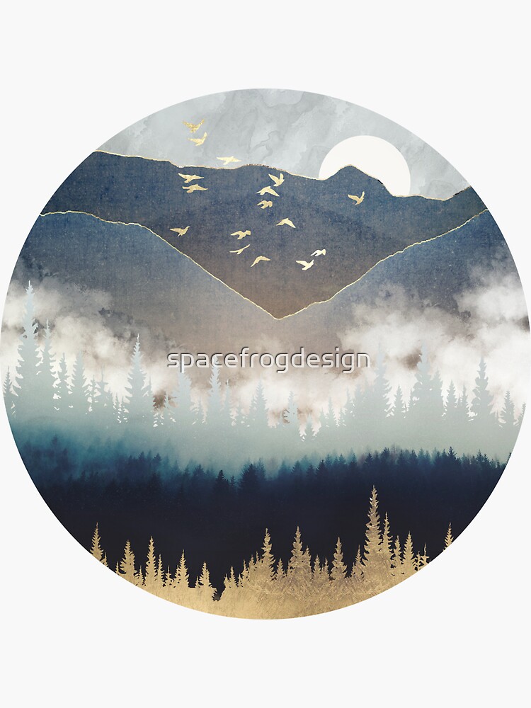 "Blue Mountain Mist" Sticker for Sale by spacefrogdesign | Redbubble