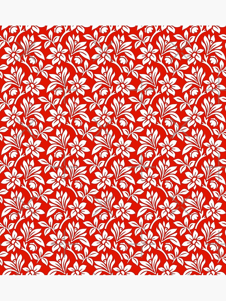 "Red Vintage Wallpaper Style Flower Patterns" Poster for Sale by ...
