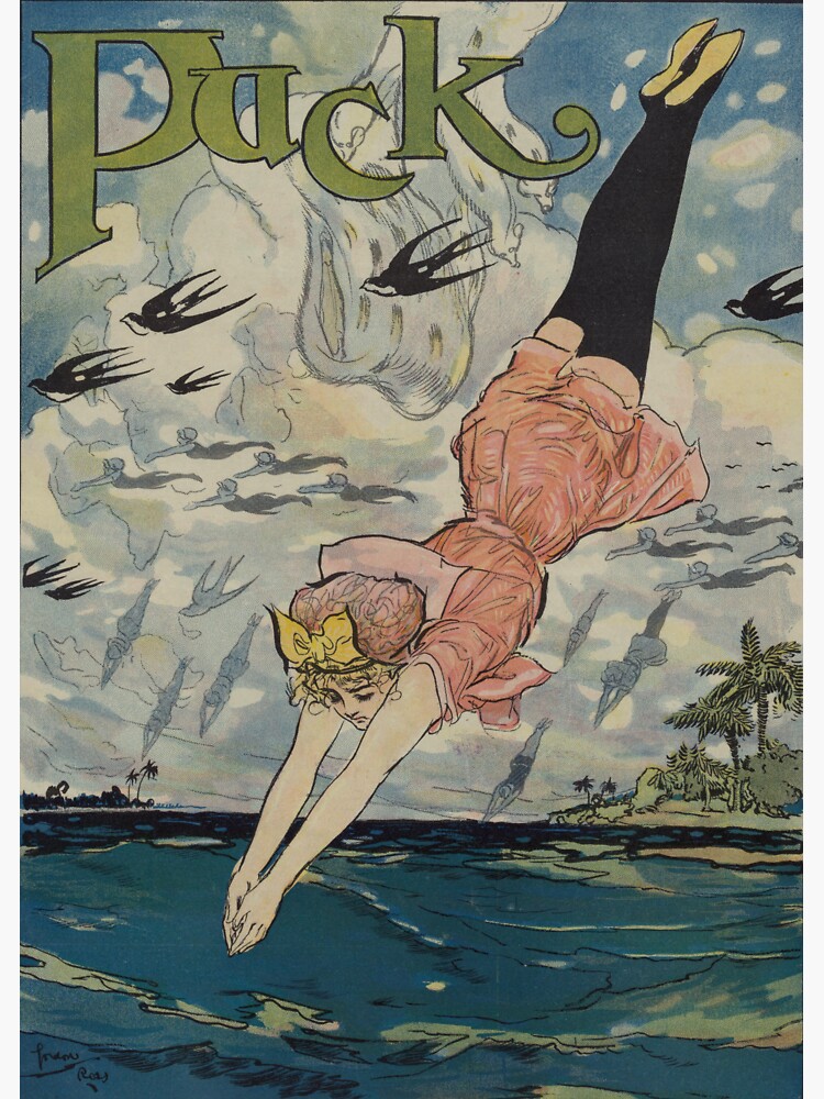 "Puck Magazine Cover Princess Diving" Sticker for Sale by ...