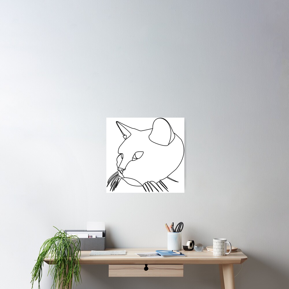 "Stylized cat line drawing" Poster for Sale by Scootzi | Redbubble