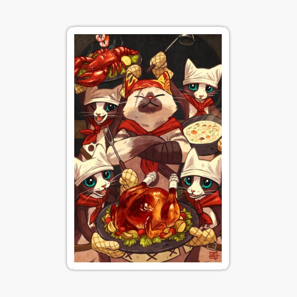 "Palico Chefs" Sticker for Sale by astraltiger | Redbubble