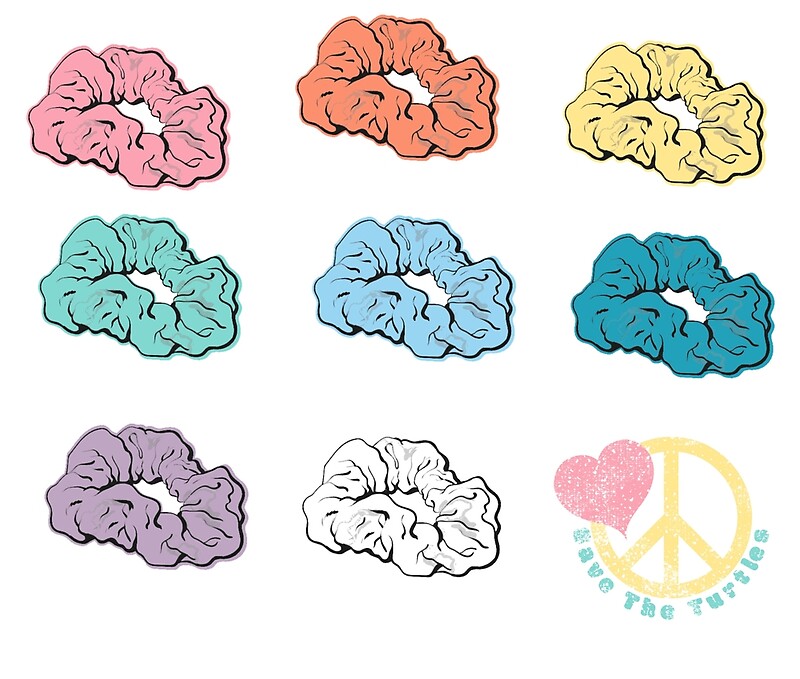 "Scrunchie Sticker Set Save the Turtles VSCOGRL Visco Girl Pink Purple ...