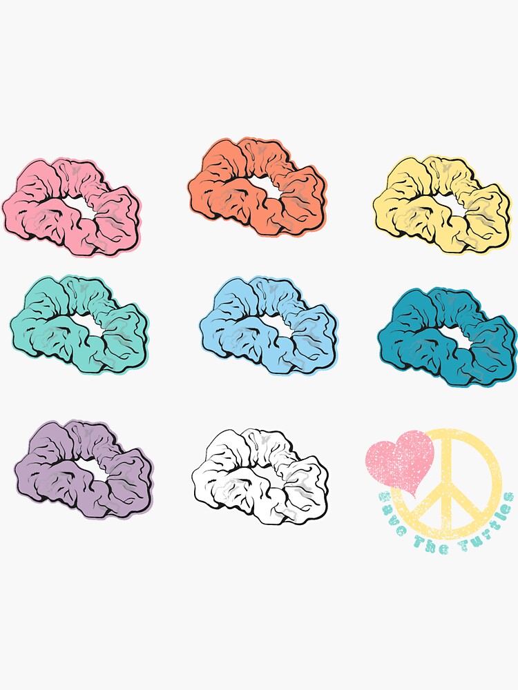 "Scrunchie Sticker Set Save the Turtles VSCOGRL Visco Girl Pink Purple ...