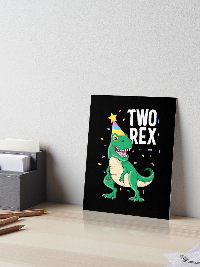"Two Rex 2nd Birthday Boy T-Rex Dinosaur Party Happy Second" Art Board ...