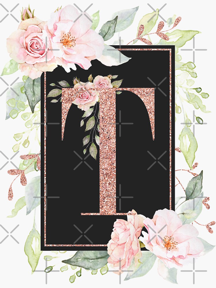 "Rose Gold Monogram - T" Sticker for Sale by Amanda-Lakey | Redbubble