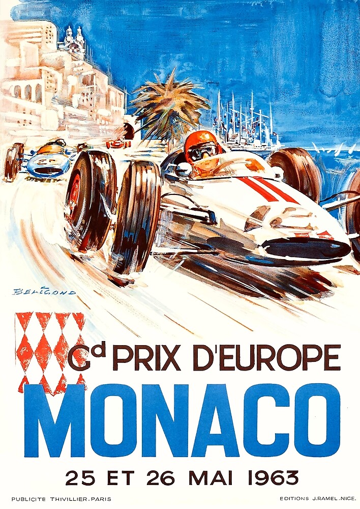 "1963 Monaco Grand Prix Racing Poster" by retrographics | Redbubble
