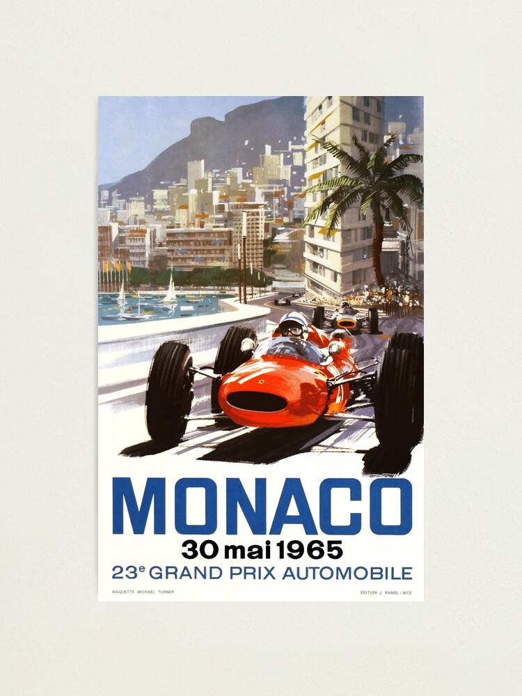 "1965 Monaco Grand Prix Racing Poster" Photographic Print for Sale by ...