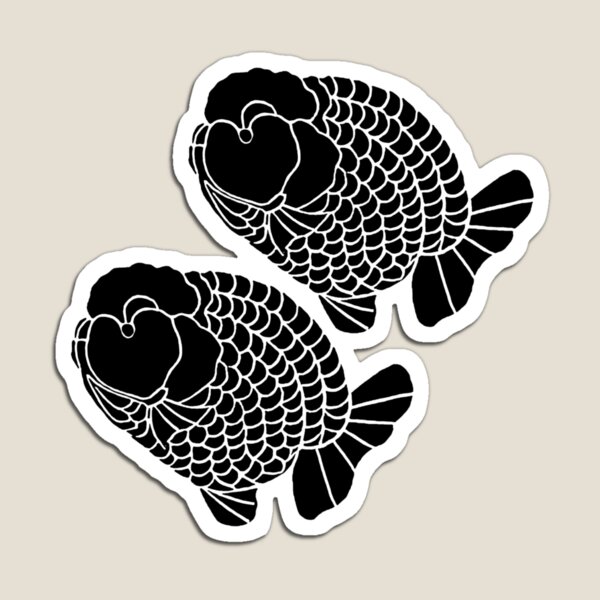 "Ranchu Goldfish Full Black Side View Pair Logo" Magnet by Nosnah ...