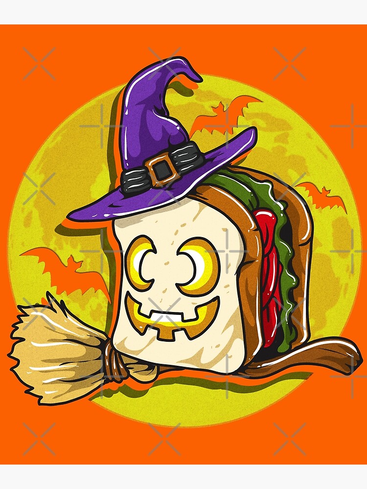 "Sand-Witch Funny Halloween Witch Sandwich Character" Poster for Sale ...