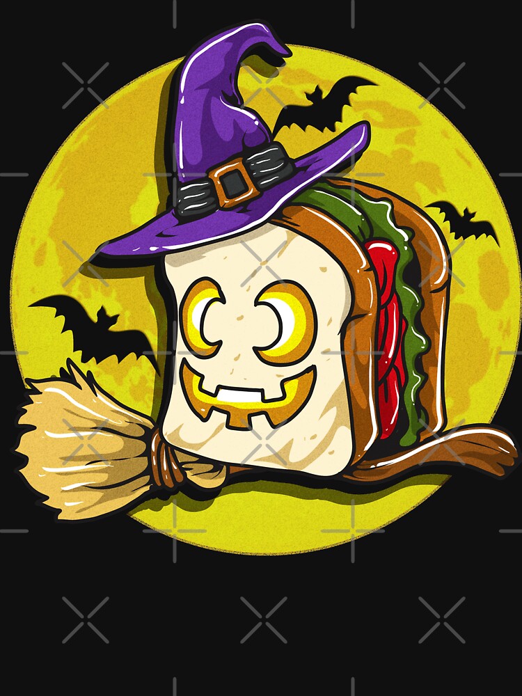 "Sand-Witch Funny Halloween Witch Sandwich Character" T-shirt for Sale ...