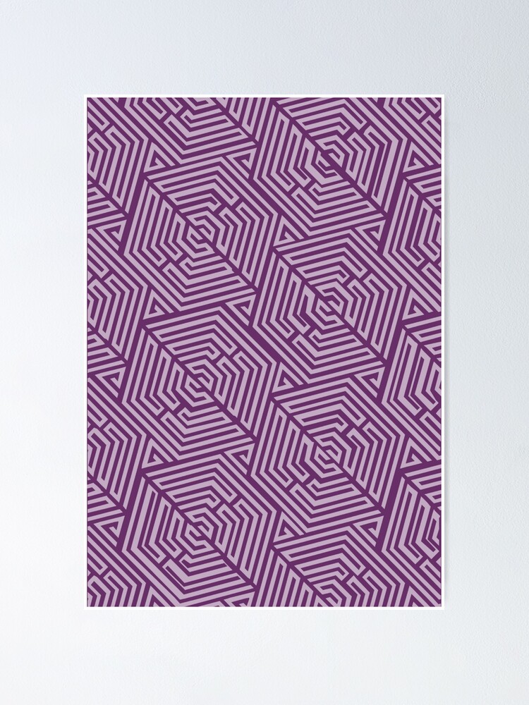 "Dark Purple and White Maze Geometric Pattern" Poster for Sale by ...