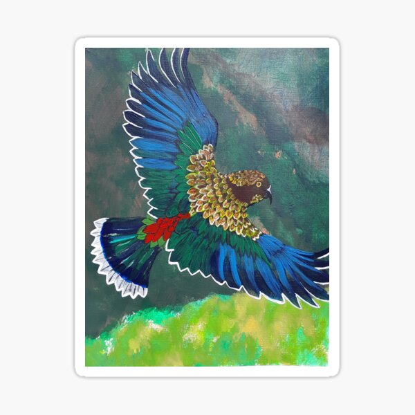 "Kea in Flight" Sticker for Sale by AlwaysArting | Redbubble