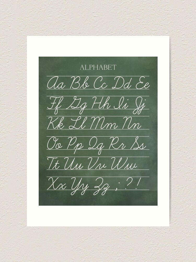 "Vintage Alphabet Chalkboard Poster - Cursive" Art Print for Sale by ...