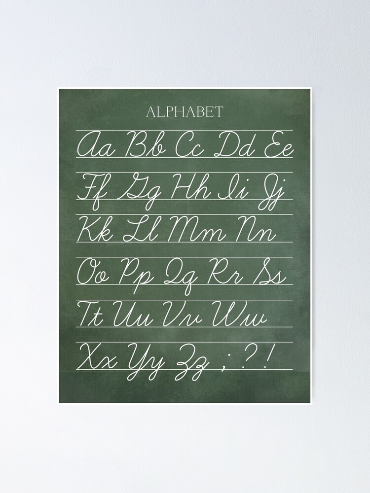 "Vintage Alphabet Chalkboard Poster - Cursive" Poster for Sale by ...