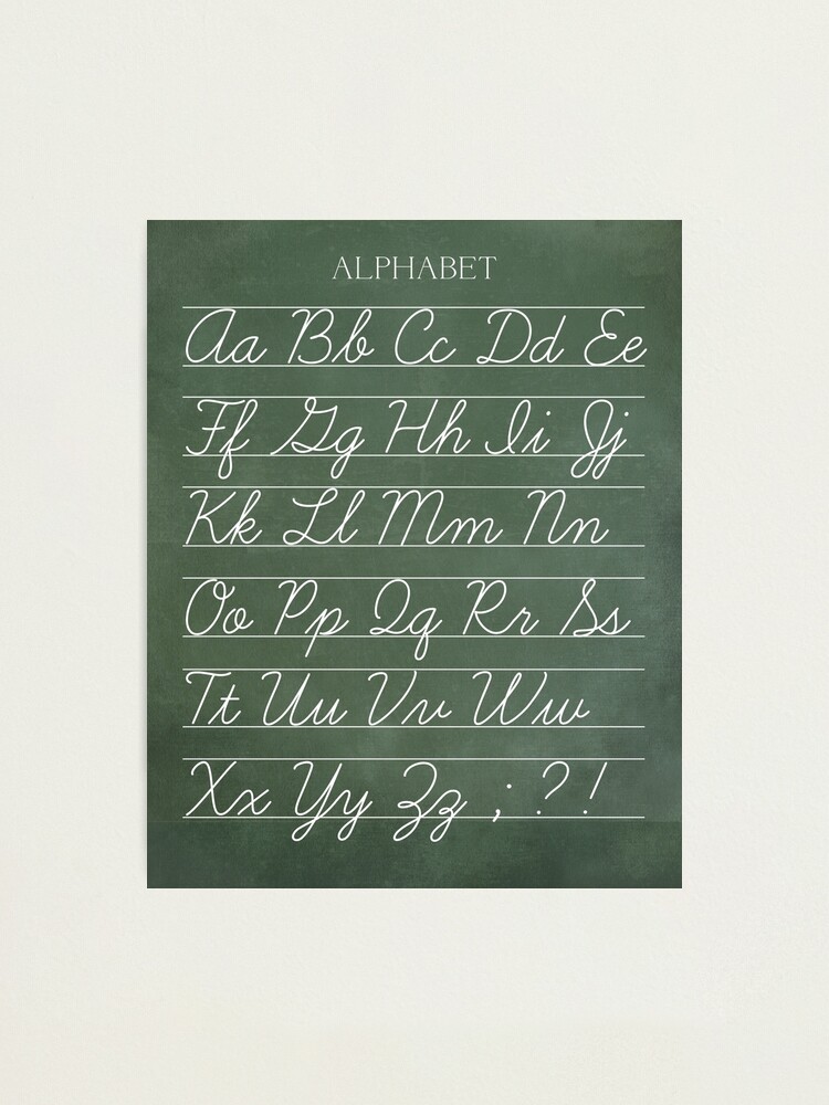 "Vintage Alphabet Chalkboard Poster - Cursive" Photographic Print for ...