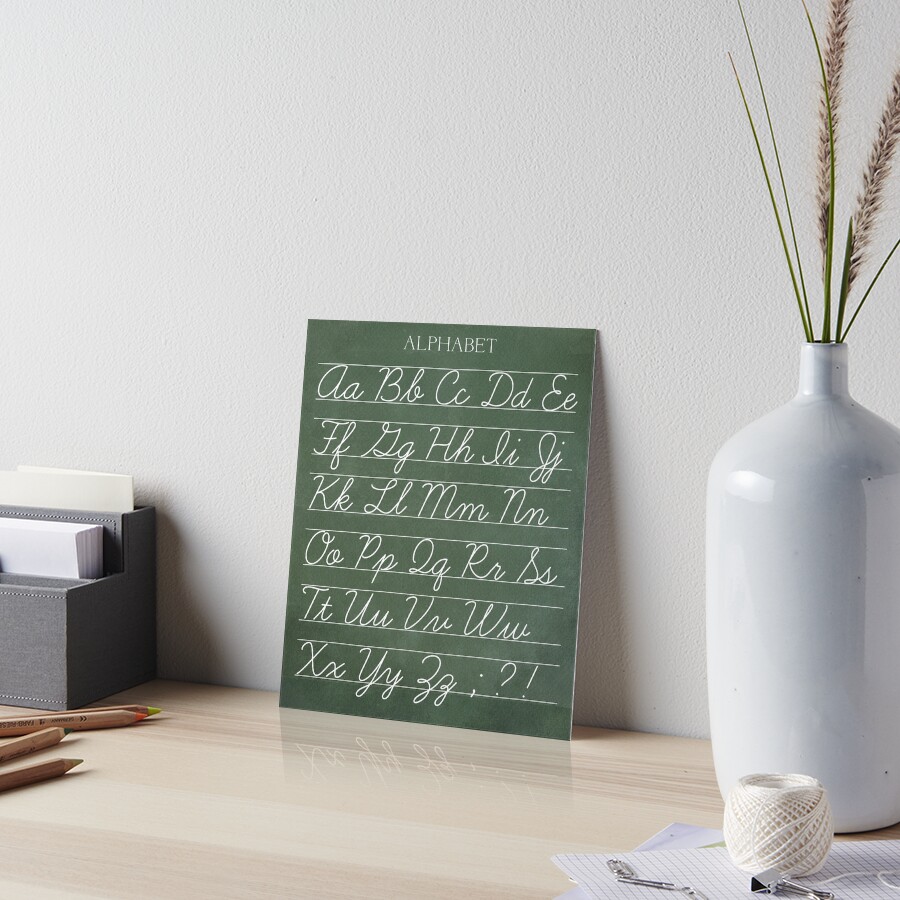 "Vintage Alphabet Chalkboard Poster - Cursive" Art Board Print by ...