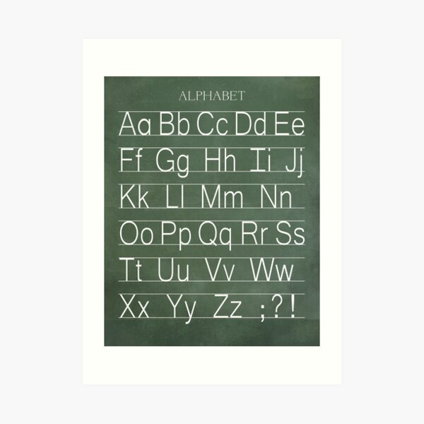 "Vintage Alphabet Chalkboard Poster - Manuscript" Art Print by ...