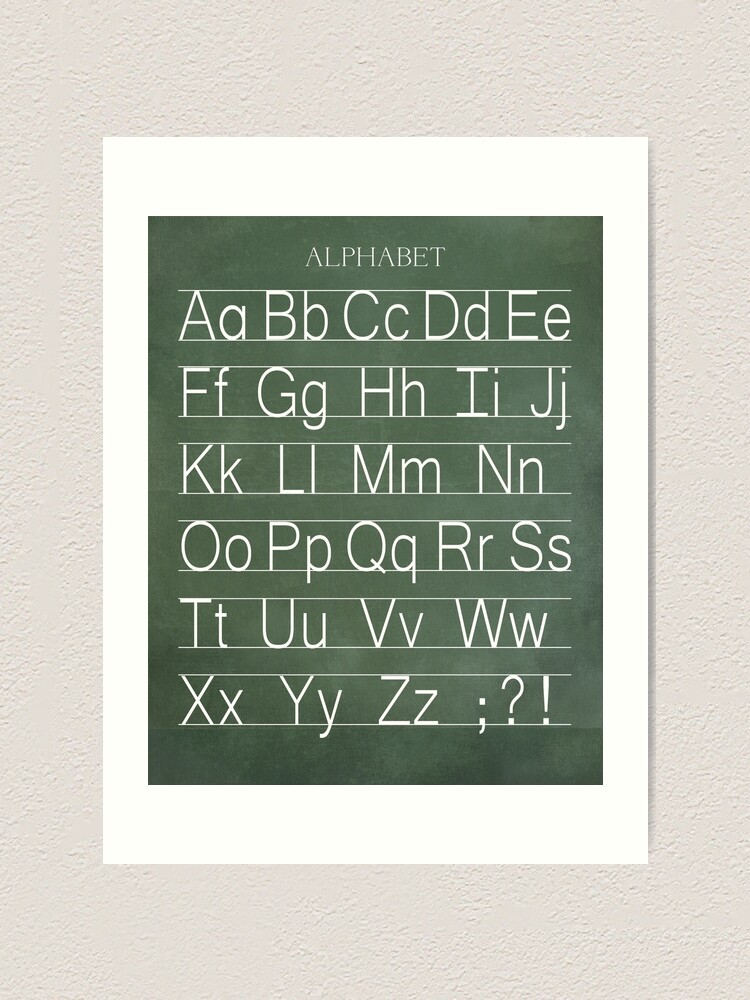 "Vintage Alphabet Chalkboard Poster - Manuscript" Art Print by ...