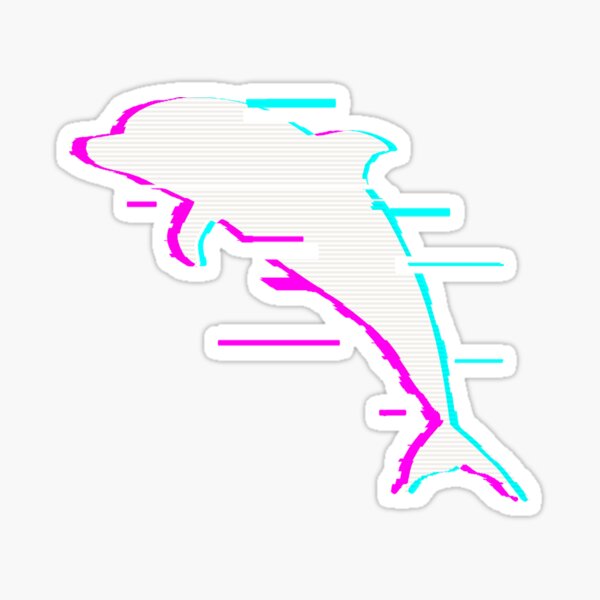"Dolphin Aesthetic Vaporwave Gift Gift Glitch Effect Dolphin" Sticker ...