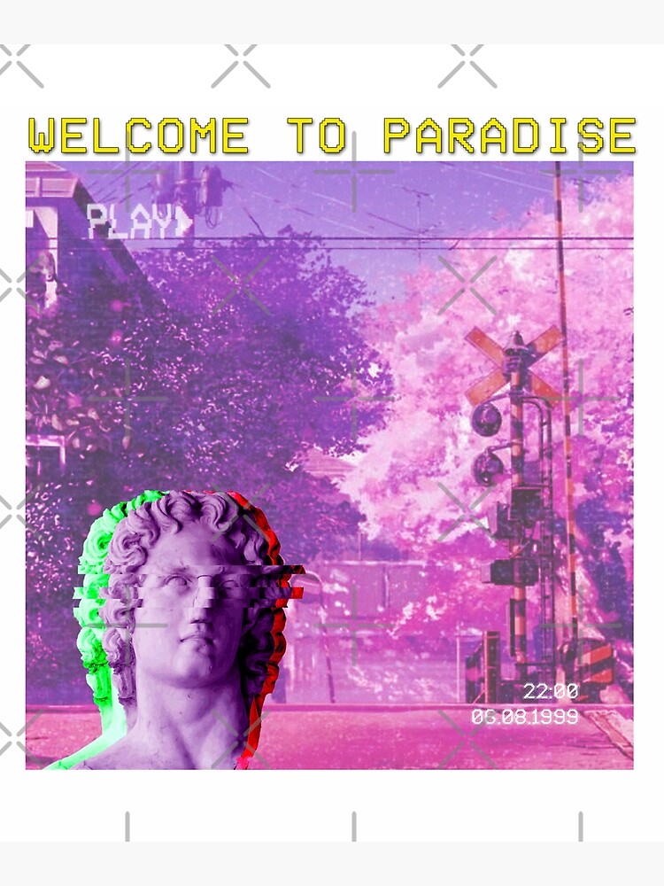 "Retro Aesthetic Streetwear Gift Vaporwave Welcome to paradise" Metal ...