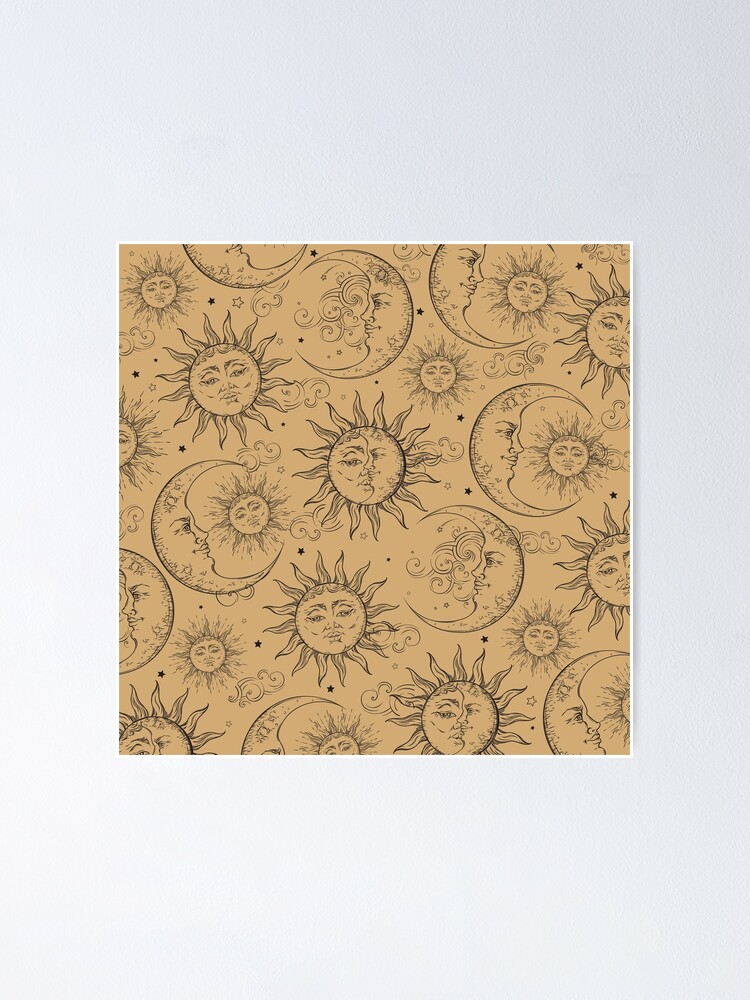 "Tan Celestial Sun & Moon" Poster for Sale by Christyne | Redbubble