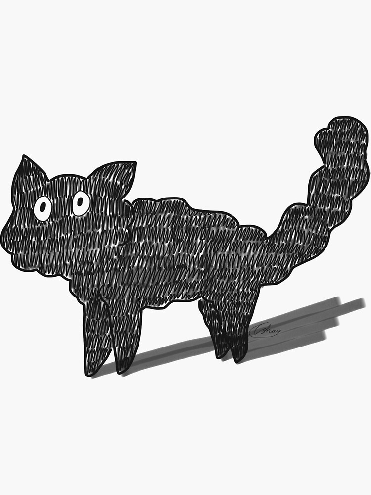 "Startled Black Cat" Sticker by Torielle | Redbubble