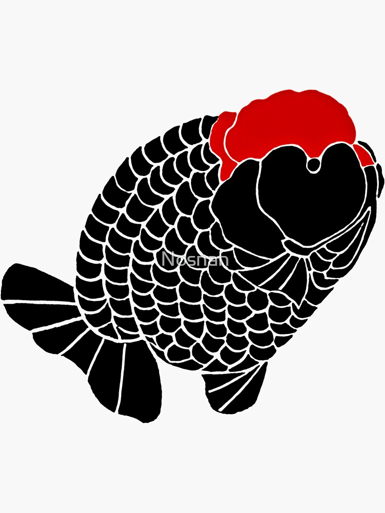 "Ranchu Red Cap Full Black Goldfish Solo Logo" Sticker by Nosnah ...