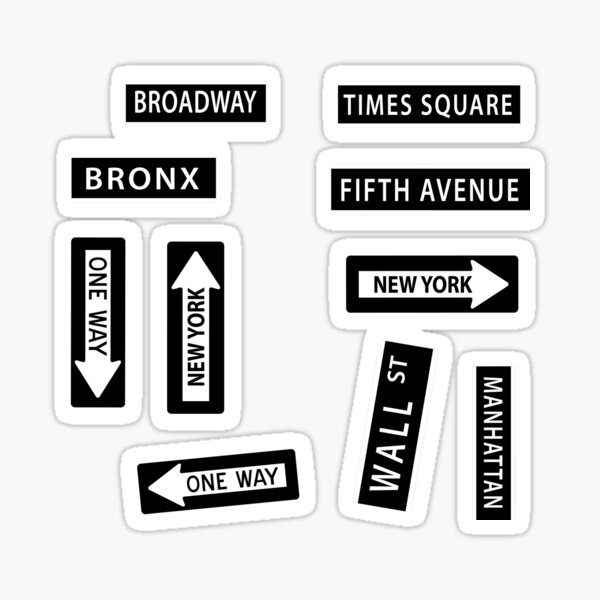 "New York Famous Street Signs Sticker Set" Sticker for Sale by ...