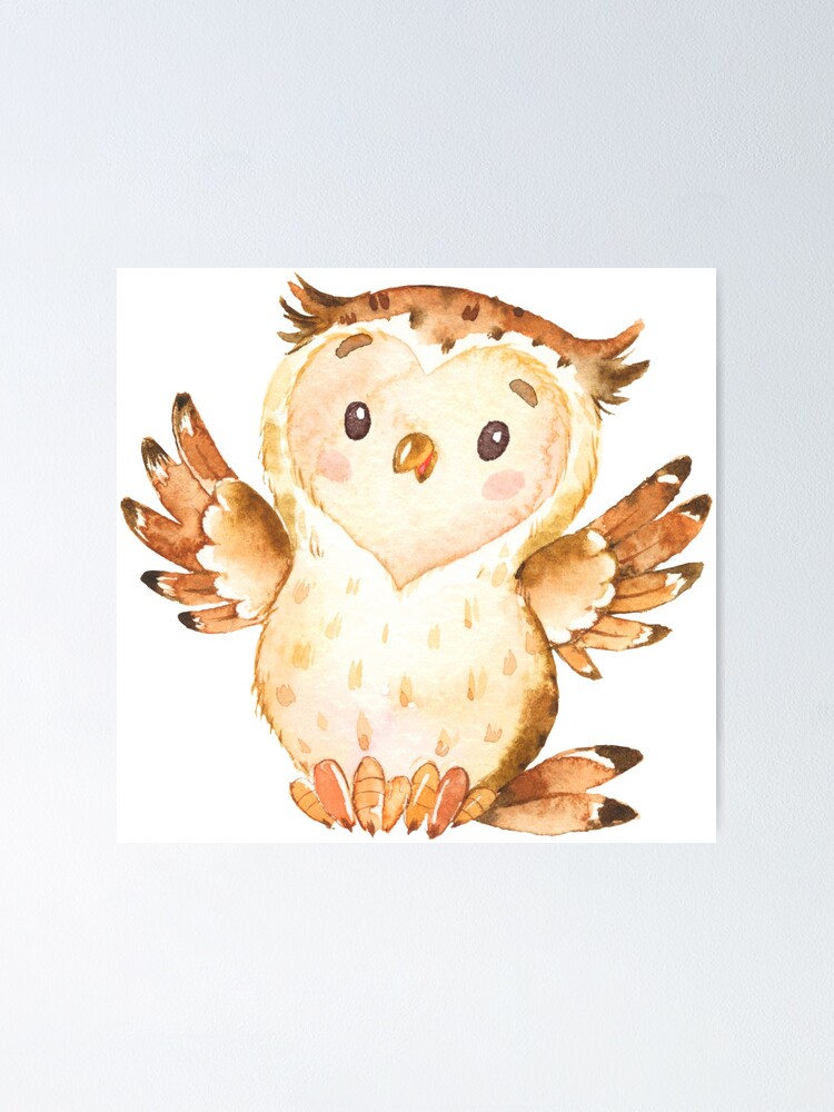 "Little owl says hello and welcome watercolour" Poster by Mindreader ...