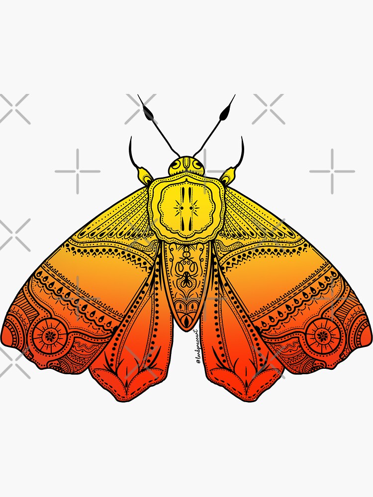 "Bohemian Tribal Henna Moth- Sunset" Sticker for Sale by LordGraceArt ...