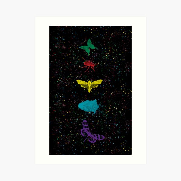 "Paint Splattered Bugs Vertical - Black" Art Print by Shellphiehead ...