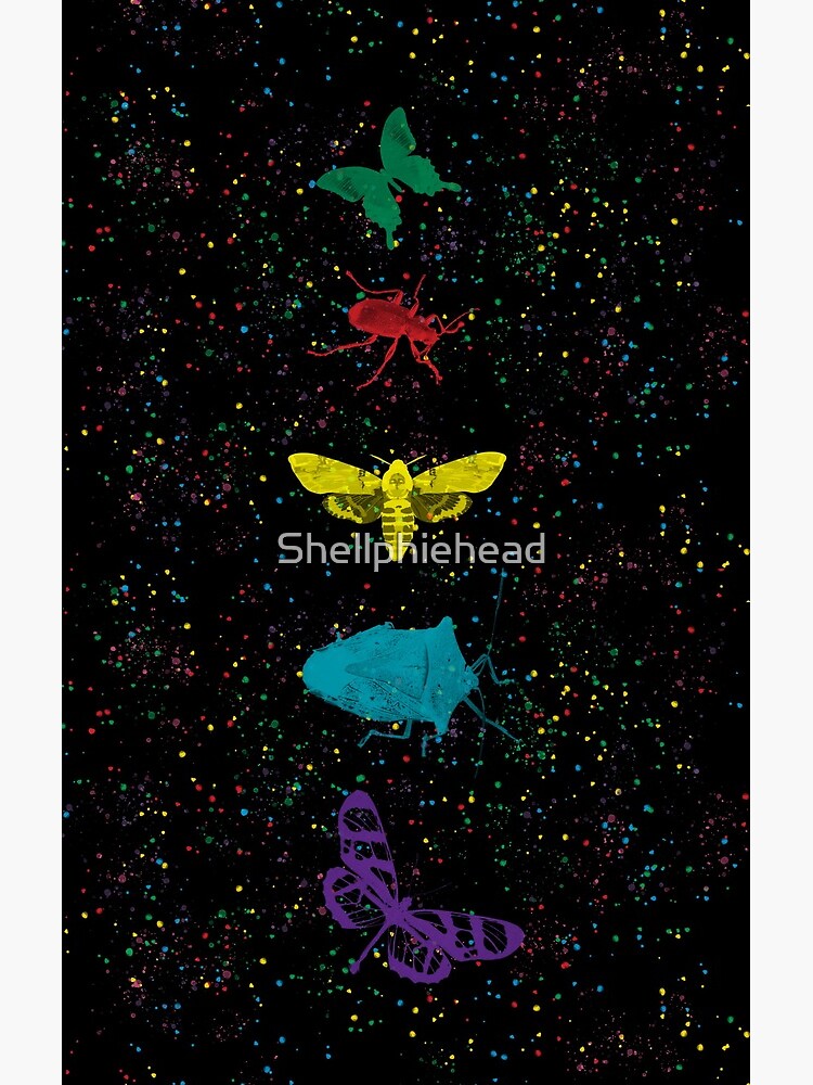 "Paint Splattered Bugs Vertical - Black" Art Print by Shellphiehead ...