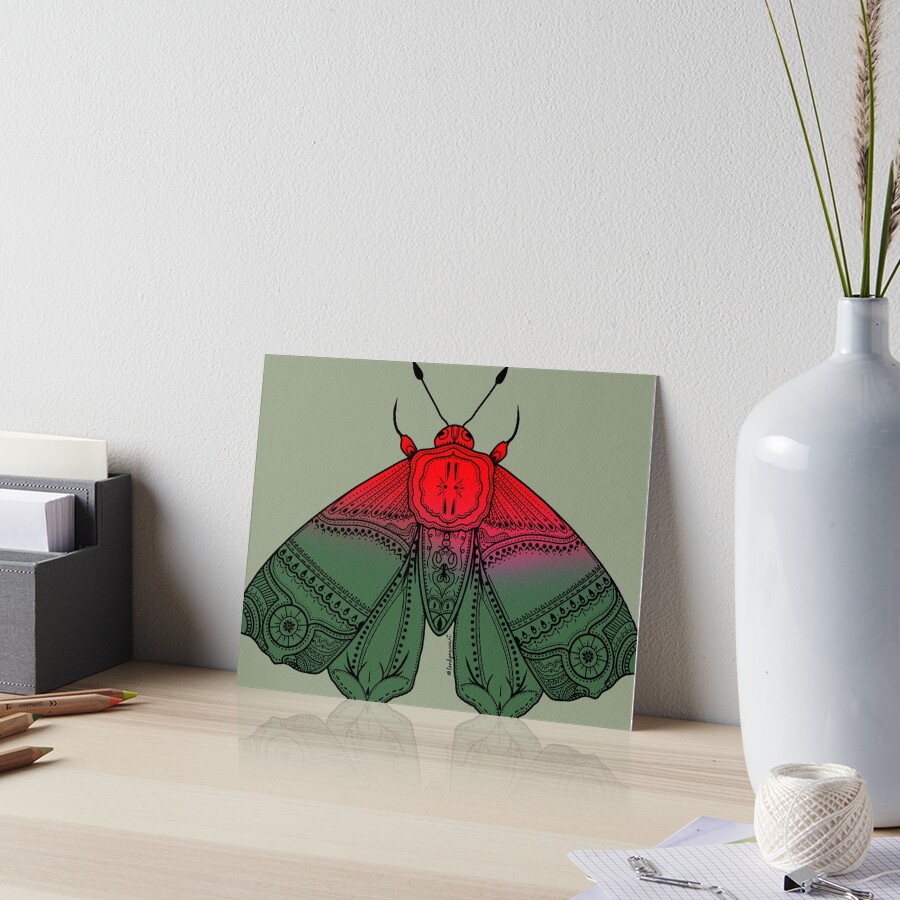 "Bohemian Tribal Henna Moth- Watermelon Madness " Art Board Print for ...