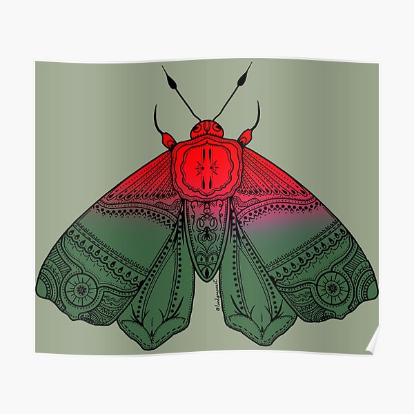 "Bohemian Tribal Henna Moth- Watermelon Madness " Poster for Sale by ...