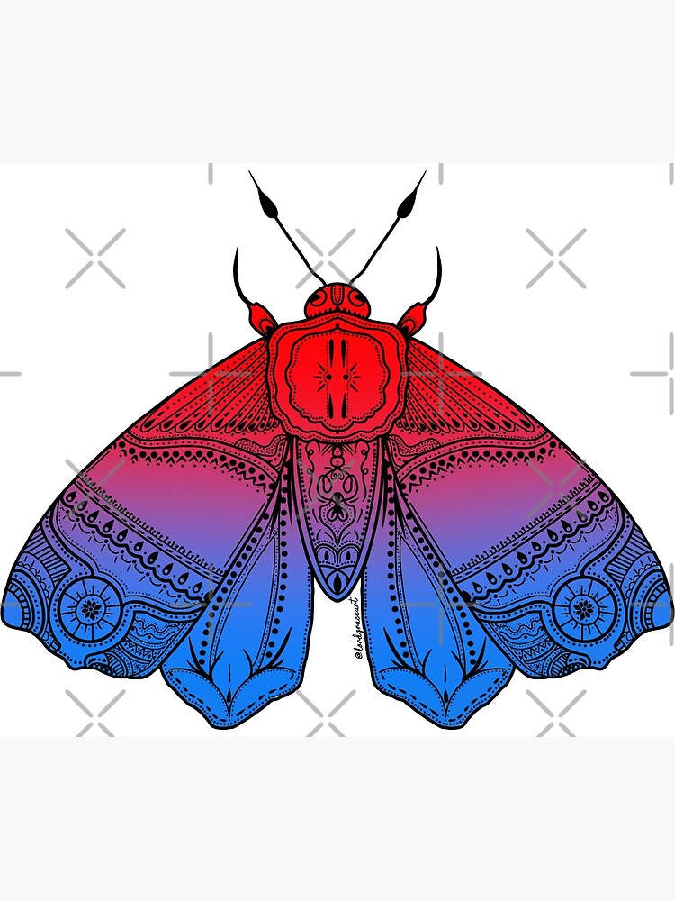 "Bohemian Tribal Henna Moth- Red and Blue Ombré " Poster by ...