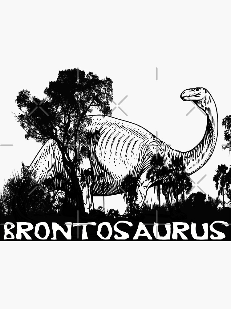 "Brontosaurus Black And White" Sticker by frigamribe88 | Redbubble