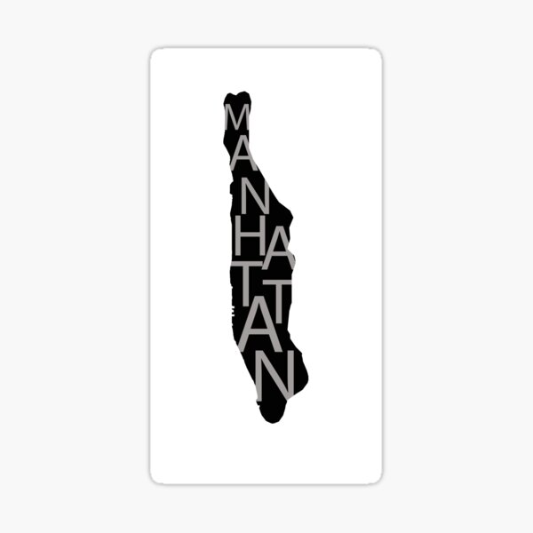 "New York City Manhattan Monochromatic Map" Sticker for Sale by ...
