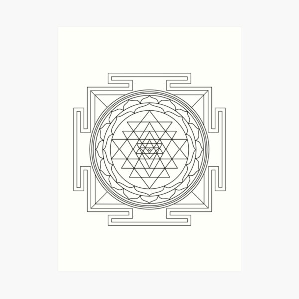 "Sri Yantra Line Drawing" Art Print by SACREDMANDALA | Redbubble