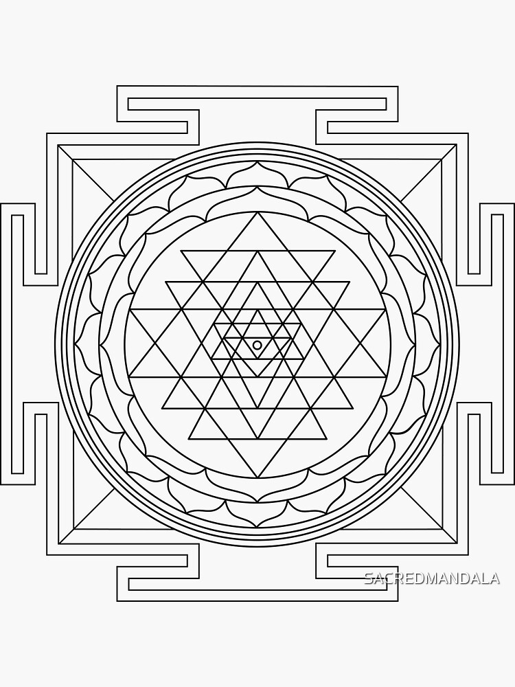 "Sri Yantra Line Drawing" Sticker for Sale by SACREDMANDALA | Redbubble